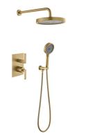 China Mocee Thermostatic In-Wall Shower Set Brass Gold Finish 2-Function Concealed System OEM ODM for sale