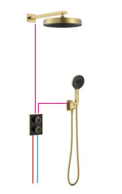 China Mocee 2-Function Thermostatic Concealed Shower System Model 21049 – Brass Bathroom In-Wall Shower Set OEM ODM for sale