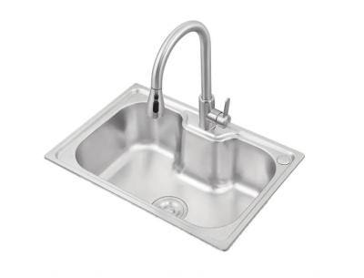 China Stainless Steel Single Bowl Kitchen Sink 600x420 mm Machine Made Compact Model for sale