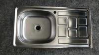China Mocee MM-SB/S/DBO-7540 Single Bowl Stainless Steel Kitchen Sink with Drainboard for sale