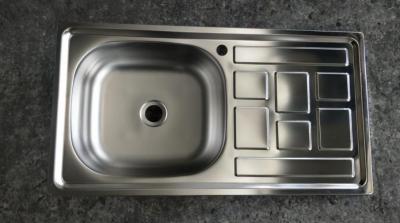 China Mocee MM-SB/S/DBO-7540 Single Bowl Stainless Steel Kitchen Sink with Drainboard for sale