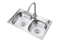 China Mocee Machine Made Double Bowl Stainless Steel Kitchen Sink Model MM-DB/S-6838 for sale