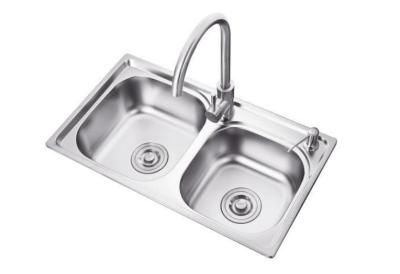 China Mocee Machine Made Double Bowl Stainless Steel Kitchen Sink Model MM-DB/S-6838 for sale
