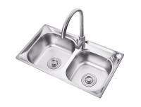 China Mocee Machine Made Double Bowl Stainless Steel Kitchen Sink Model MM-DB/S/SLO-7239 for sale