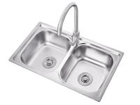 China Mocee Machine Made Double Bowl Stainless Steel Kitchen Sink Model MM-DB/S/E-7240 for sale
