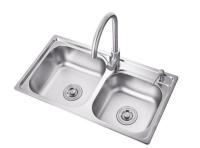 China Mocee Machine Made Double Bowl Stainless Steel Kitchen Sink Model MM-DB/S-7540 for sale