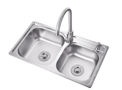 China Mocee Machine Made Double Bowl Stainless Steel Kitchen Sink Model MM-DB/S-7540 for sale