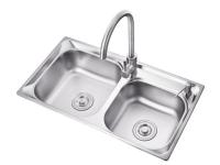 China Mocee Machine Made Double Bowl Stainless Steel Kitchen Sink Model MM-DB/S/SLO-7540 for sale