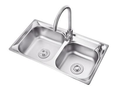 China Mocee Machine Made Double Bowl Stainless Steel Kitchen Sink Model MM-DB/S/SLO-7540 for sale