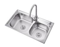 China Mocee Machine Made Double Bowl Stainless Steel Kitchen Sink Model MM-DB/S-8143 for sale