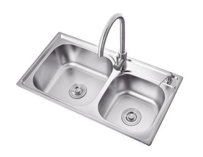 China Mocee Machine Made Double Bowl Stainless Steel Kitchen Sink Model MM-DB/S-8143 for sale
