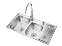 China Mocee Machine Made Double Bowl Stainless Steel Kitchen Sink Model MM-DB/S/DBO-9245-KH/WB for sale
