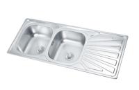 China Mocee Machine Made Double Bowl Stainless Steel Kitchen Sink Model MM-DB/S/DBO/MA-12050 for sale