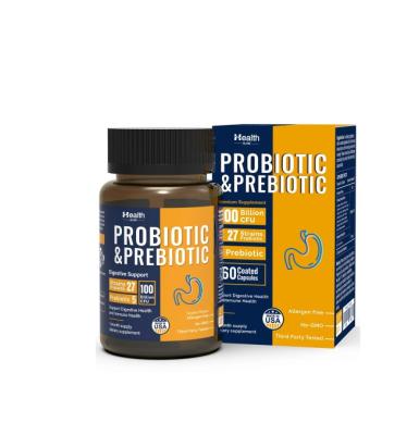 China 60-Count Probiotic Prebiotic Capsules for Digestive Health Support for sale