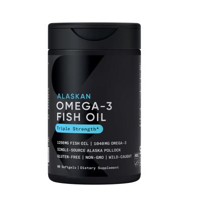 China Triple Strength Omega 3 Fish Oil Softgels for Heart Brain Support in Gluten-free Formula for sale