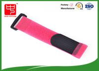 China 100 * 20mm Durable Straps , Pink Color Velco Cable Ties for sale