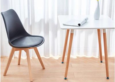 China Strong Breathability Black Pu Leather Dining Chairs With Solid Wood Frame for sale