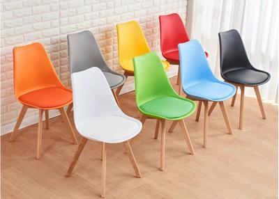 China Beech Leg PU Cushion Dining Chair , Breathable Modern Restaurant Chairs for sale