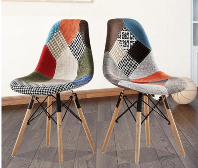 China Mid Century Modern Upholstered Dining Chairs With Nordic Patchwork Design for sale