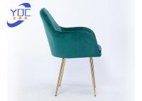 China Modern Wooden Low Back Tufted Dining Chair With Arms Golden Leg for sale