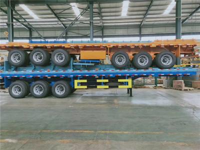 China Truck Transport Semi Trailer 30-60 Ton 3 Axles Container Flat Bed Semi Trailer for sale