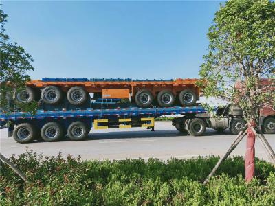 China Truck Transport Semi Trailer 30-60 Ton 3 Axles Container Flat Bed Semi Trailer for sale