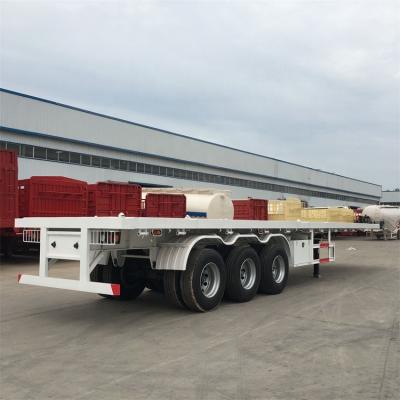 China Flatbed Transport Semi Trailer 3 Axles Heavy Duty 30t For Transport Container for sale