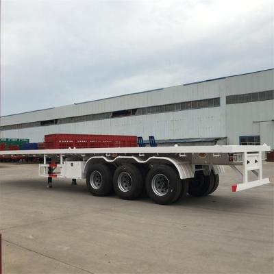 China Flatbed Transport Semi Trailer 3 Axles Heavy Duty 30t For Transport Container for sale