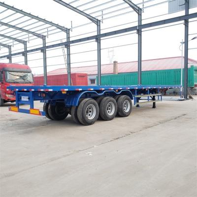 China Flatbed Transport Semi Trailer 3 Axles Heavy Duty 30t For Transport Container for sale