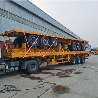 China Heavy Duty Transport Semi Trailer 3 Axles Transport Flatbed Trailer 30t for sale