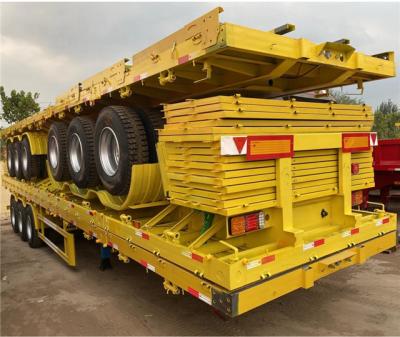 China Heavy Duty Transport Semi Trailer 3 Axles Transport Flatbed Trailer 30t for sale