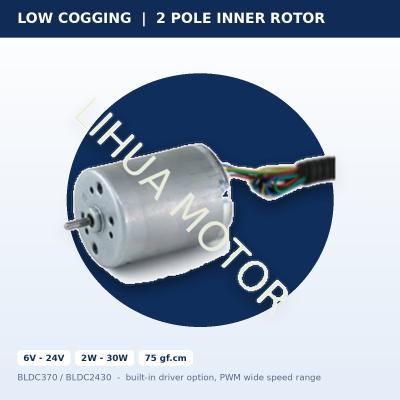 China BLDC370 BLDC2430 6V 24V Brushless DC Motor 24.4mm 2 Pole Low Cogging 75 gf.cm with Built-In Driver for sale