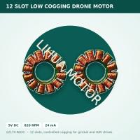 China 12174 BLDC 12 Slot 5V Brushless DC Motor 22.5mm 820 RPM Low Cogging for Drone Gimbal for sale