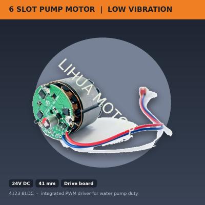 China 4123 BLDC 41mm 24V Water Pump Brushless DC Motor 6 Slot Low Vibration with Drive Board for sale