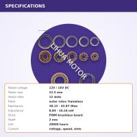 China 2312 BLDC 22mm 12V Outer Rotor Frameless Brushless Motor 12 Slot Low Cogging for Gimbal Head for sale