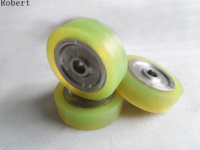 China Polyurethane Coated Forklift Roller Wheels 80mm Diameter with Bearings Natural Color for sale