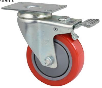 China Extra Heavy Duty Industrial Polyurethane Caster Wheels Red 8x2.5 inch 2000kg Capacity for MIMA Forklift for sale