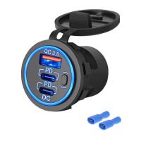China 90W Dual PD+QC3.0 3 Port USB Car Charger Quick Charging 3.0 12V Outlet Wire for sale