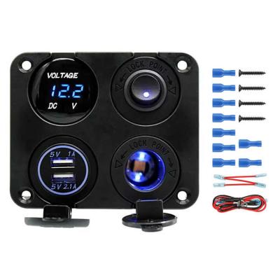 China Lightweight Double Fast Charging Car Charger 4 Gang Panel USB A Ports for sale