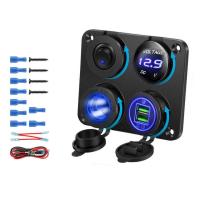 China Waterproof Dual QC3.0 36W Car Charger Adapter ABS PC Voltage Display Switch for sale