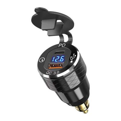 China QC3 0 PD 54W Aluminum Dual Port USB Car Charger 12-24V Voltage Monitoring for sale