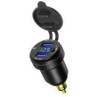 China Waterproof QC3 0 36W Aluminum Car Charger Voltage Monitor Switch 12-24V for sale