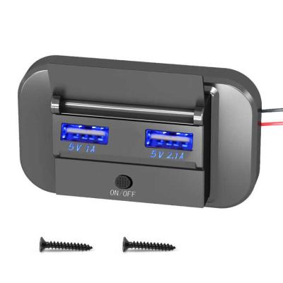 China Waterproof Fast Charging RV USB Charger Dual USB Socket With Switch for sale
