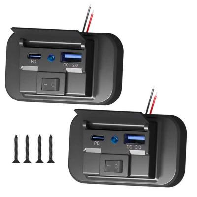 China 54W QC3.0+PD Dual USB RV USB Charger With Switch For Multi Vehicle for sale