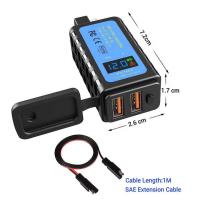 China 36W QC3.0 SAE Dual USB Motorcycle Iphone Charger With Switch 12-24V for sale