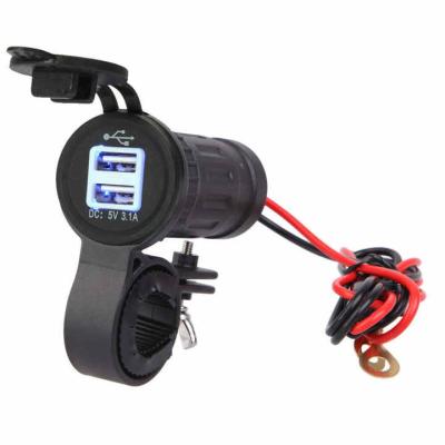 China 15W 3.1A Dual Motorcycle USB Phone Charger Waterproof Dustproof for sale