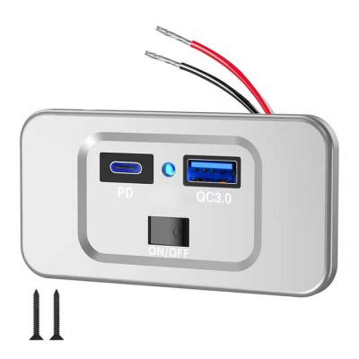 China QC3.0 PD3.0 RV USB C Charging Outlet 12V 24V Switch Indicator Fast Charging for sale
