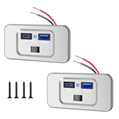 China RV 12v USB Wall Outlet Dual PD3.0 QC3.0 36W 18W With Aluminum Housing for sale