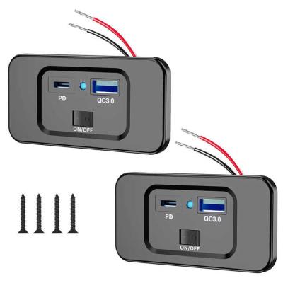 China 54W QC3.0+PD RV USB Charger 2 Ports 12 Volt USB Charger For Caravan for sale