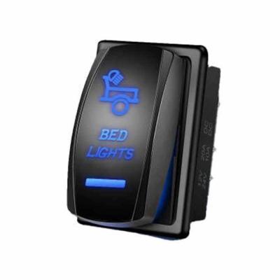 China Boat 12V/24V 20A 1 Gang Rocker Switch Panels Waterproof Blue LED SPST ON Off for sale
